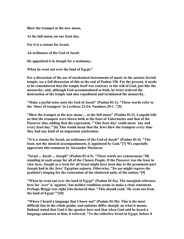 Psalm 81 commentary | PDF