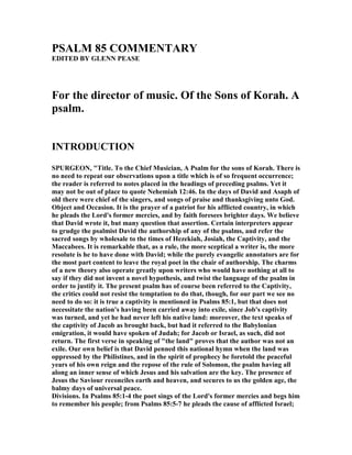 Psalm 85 commentary | PDF