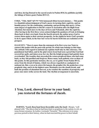 Psalm 85 commentary | PDF