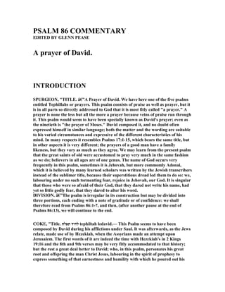 Psalm 86 commentary | PDF