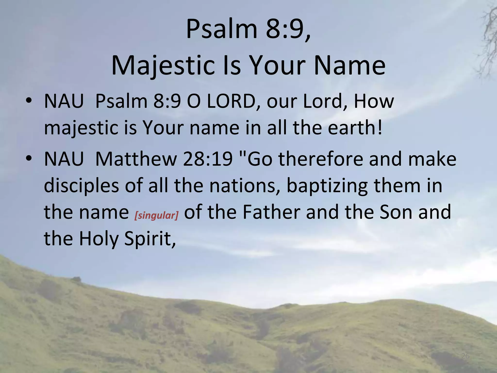 Psalm 8, What Is Man That God Cares For Him, O LORD; Children Praising ...