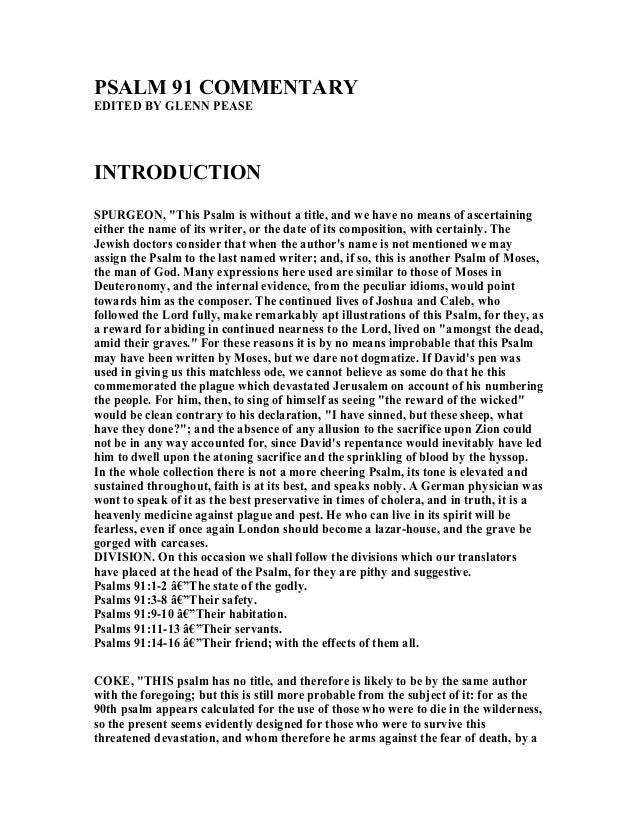 Psalm 91 Commentary Psalm 91 Commentary