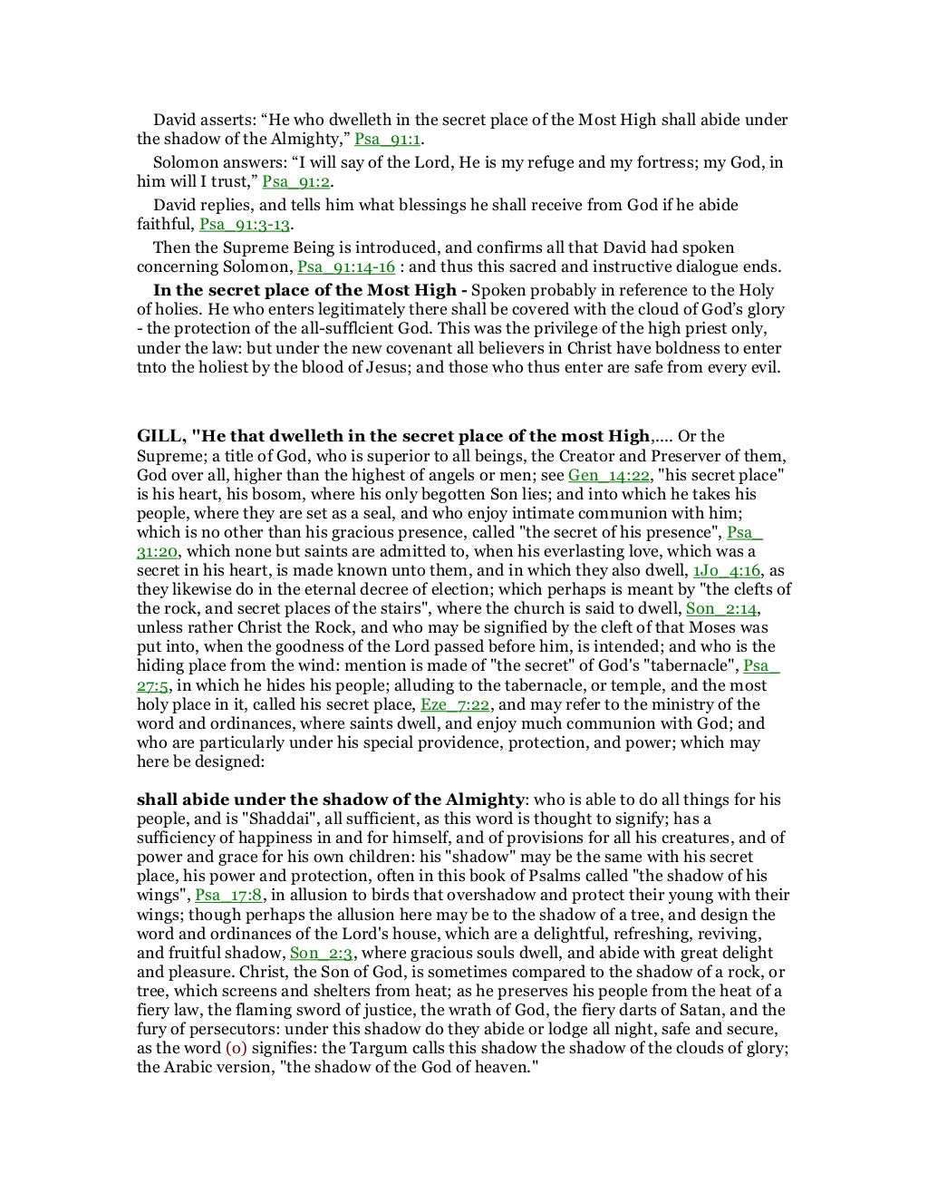 Psalm 91 Commentary Psalm 91 Commentary