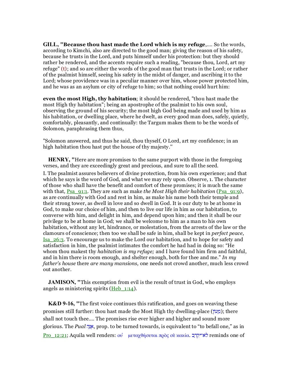 Psalm 91 Commentary Psalm 91 Commentary