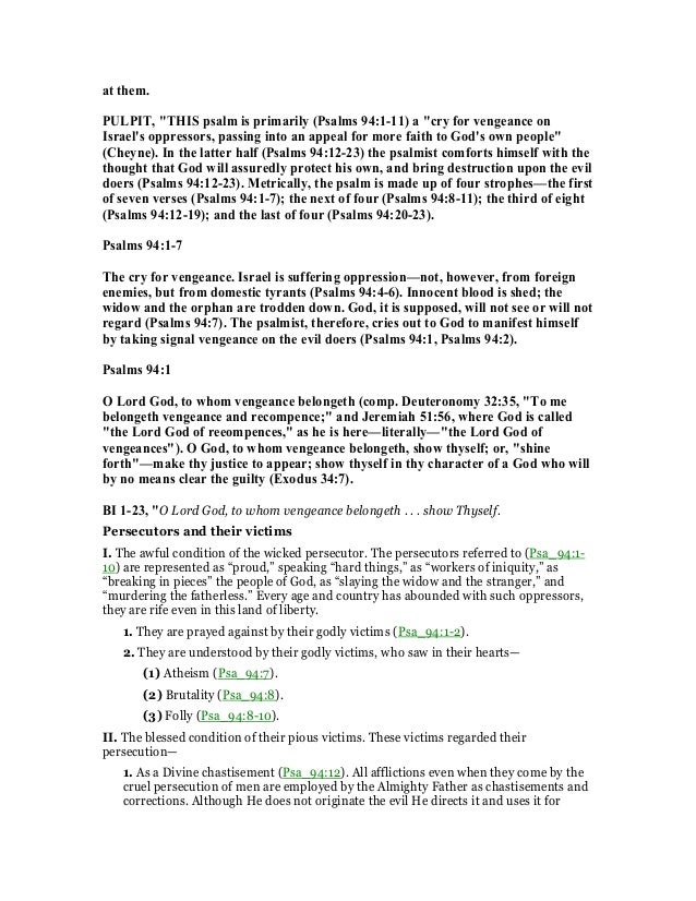 Psalm 94 Commentary Psalm 94 Commentary