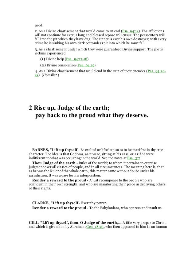 Psalm 94 Commentary Psalm 94 Commentary