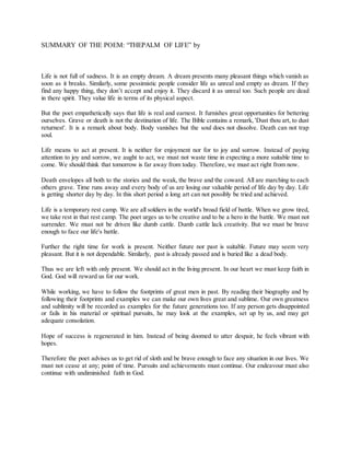 Psalm of life.summary | PDF