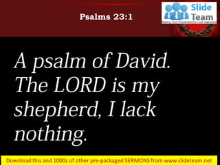Psalms 23 1 the lord is my shepherd power point church sermon | PDF