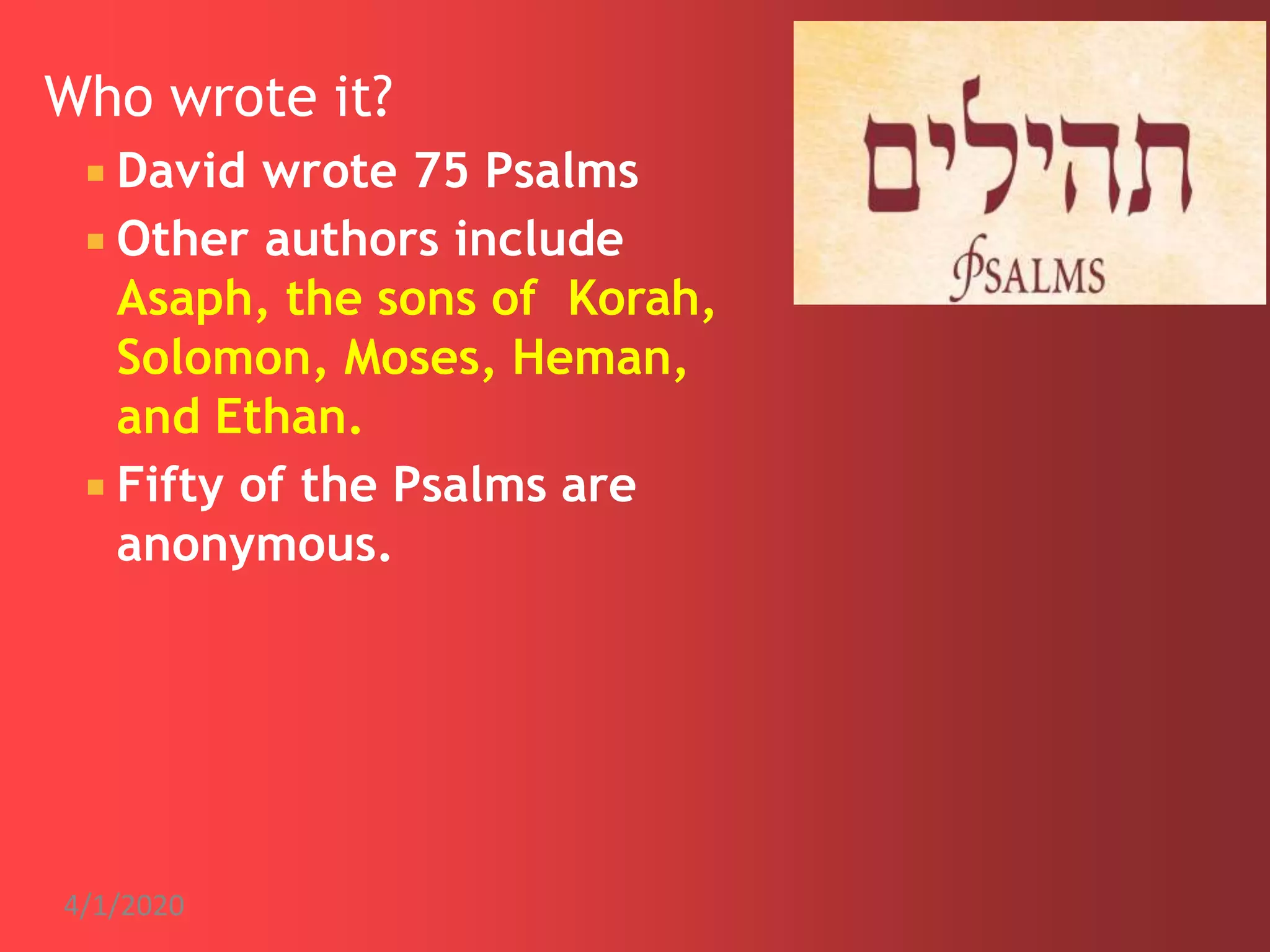 Introduction to the Book of Psalms | PPTX