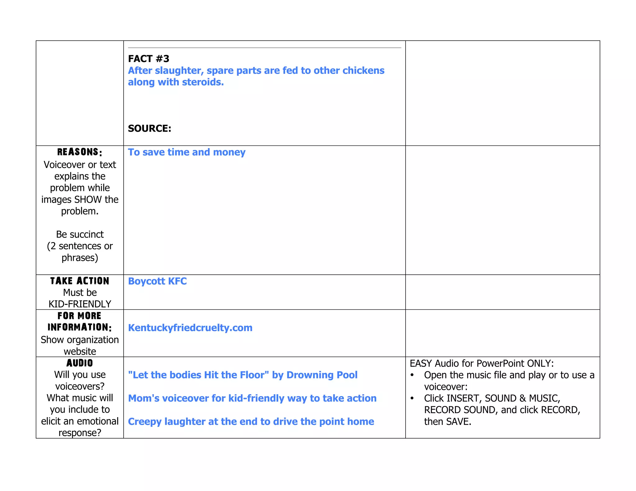 PSA Storyboard & Student Model | PPT