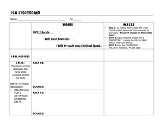 PSA Storyboard & Student Model | PDF