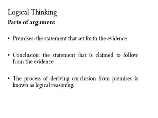 Logical thinking explanation for arguments premises and conclusions | PPTX | Programming ...