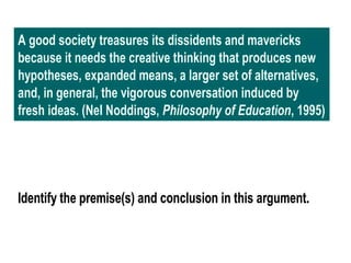 Logical thinking explanation for arguments premises and conclusions | PPTX | Programming ...