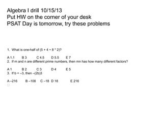 Psat review and more with slope | PPT