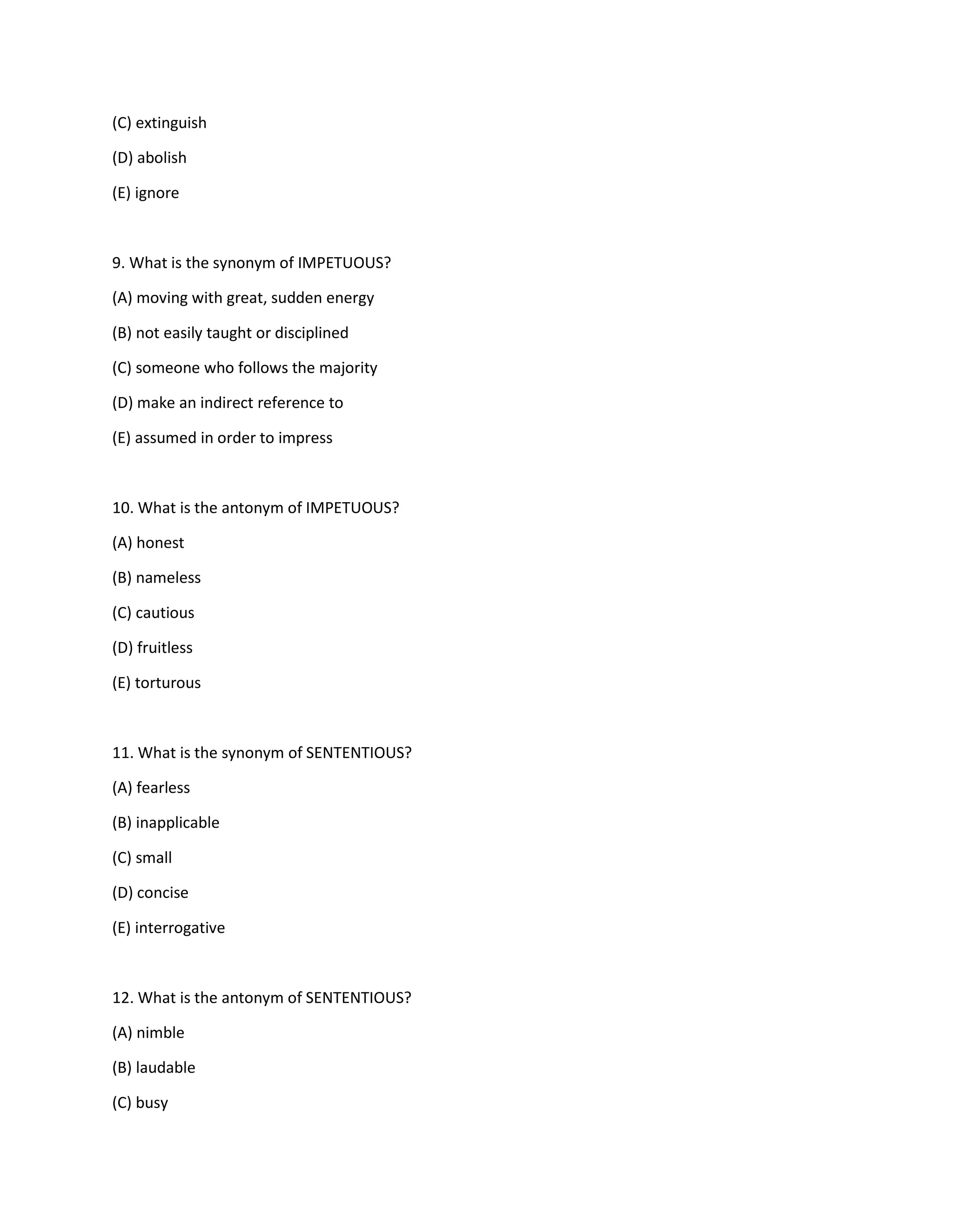 Psat Vocabulary Words | PDF