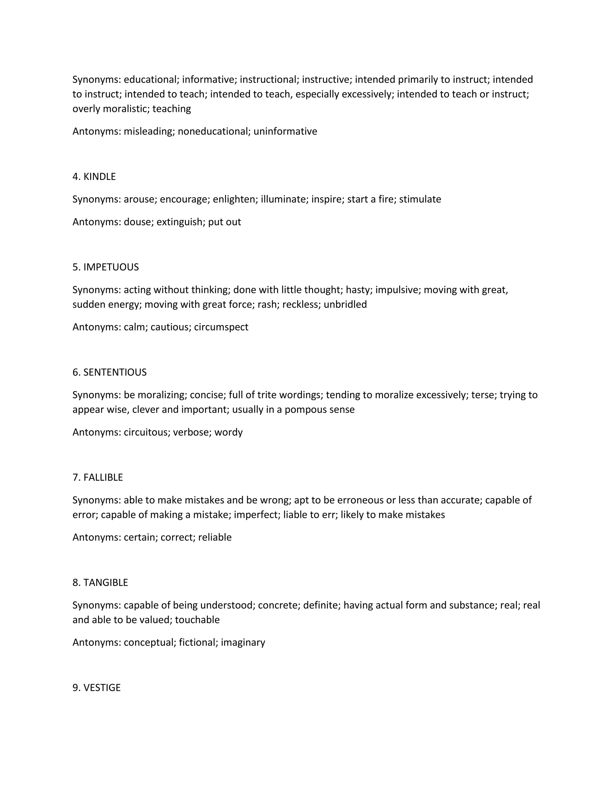 Psat Vocabulary Words | PDF