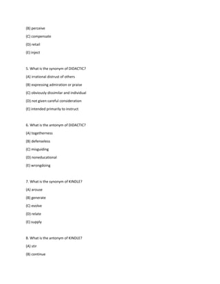 Psat Vocabulary Words | PDF