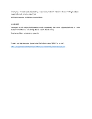 Psat Vocabulary Words | PDF