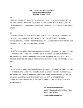 PSA Example | DOCX | Non-Profit Organizations | Industries