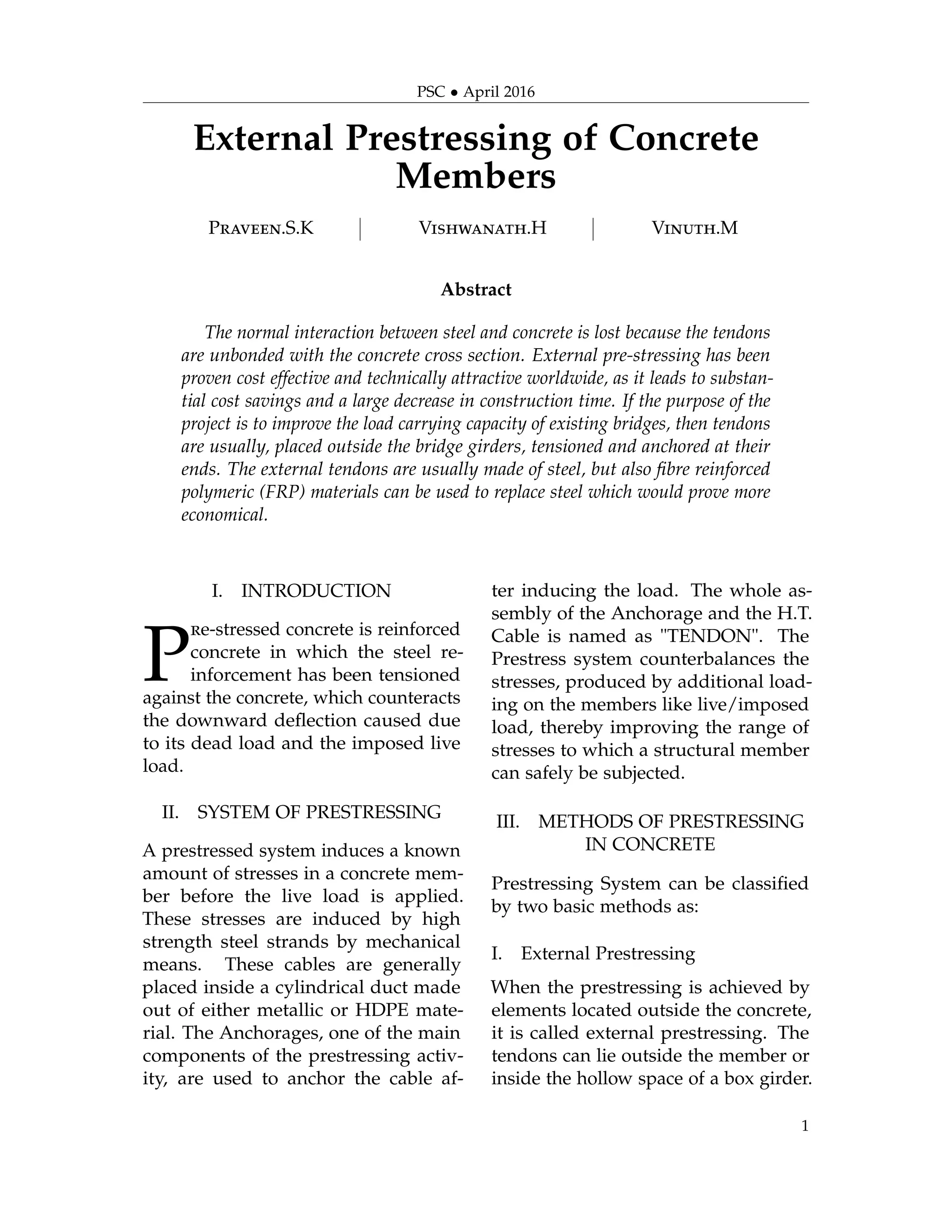 External Prestressing of Concrete Members | PDF