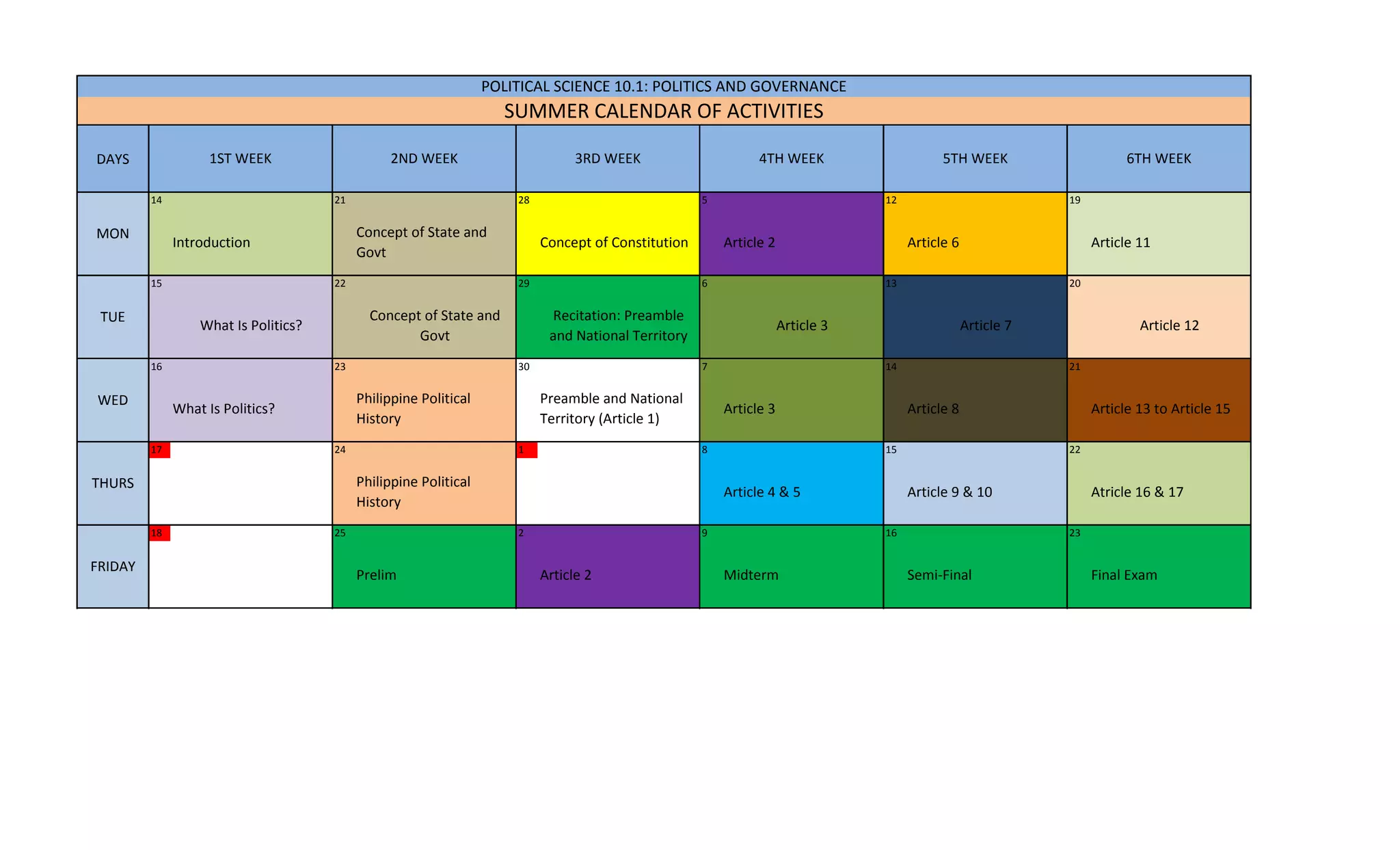 Psc 10 1 SUMMER CALENDAR | PDF