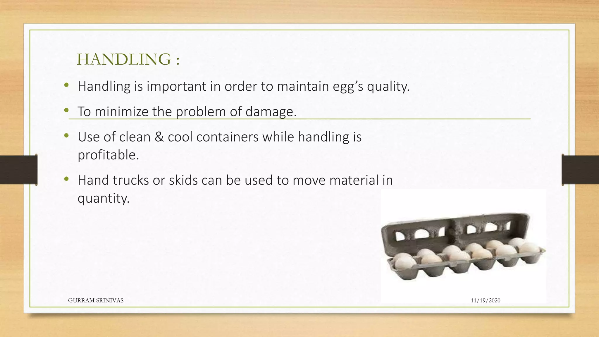 HANDLING, PROCESSING, PACKAGING, TRANSPORT & MARKETING OF EGGS | PPTX