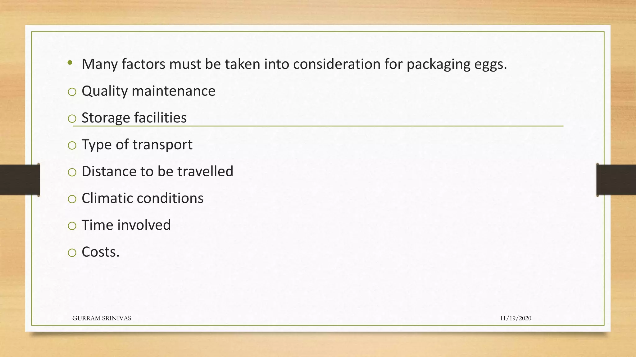 HANDLING, PROCESSING, PACKAGING, TRANSPORT & MARKETING OF EGGS | PPTX