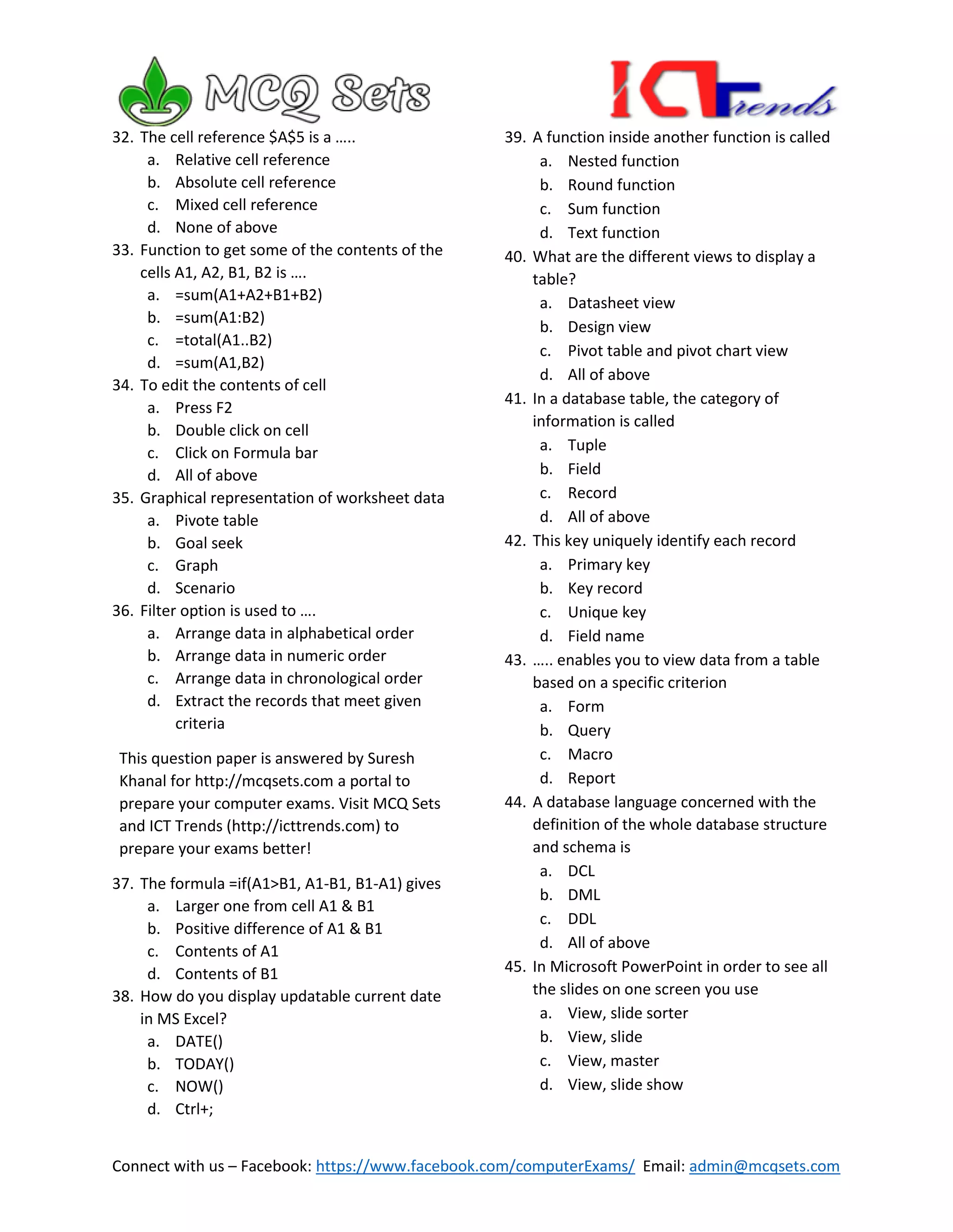 PSC Question Paper of Computer Operator Examination of 2016 | PDF