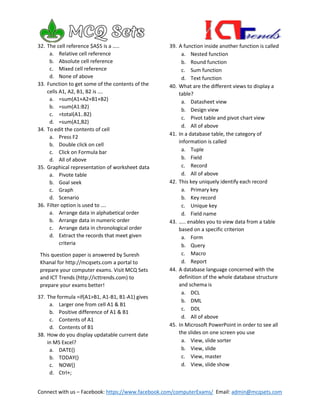 PSC Question Paper of Computer Operator Examination of 2016 | PDF