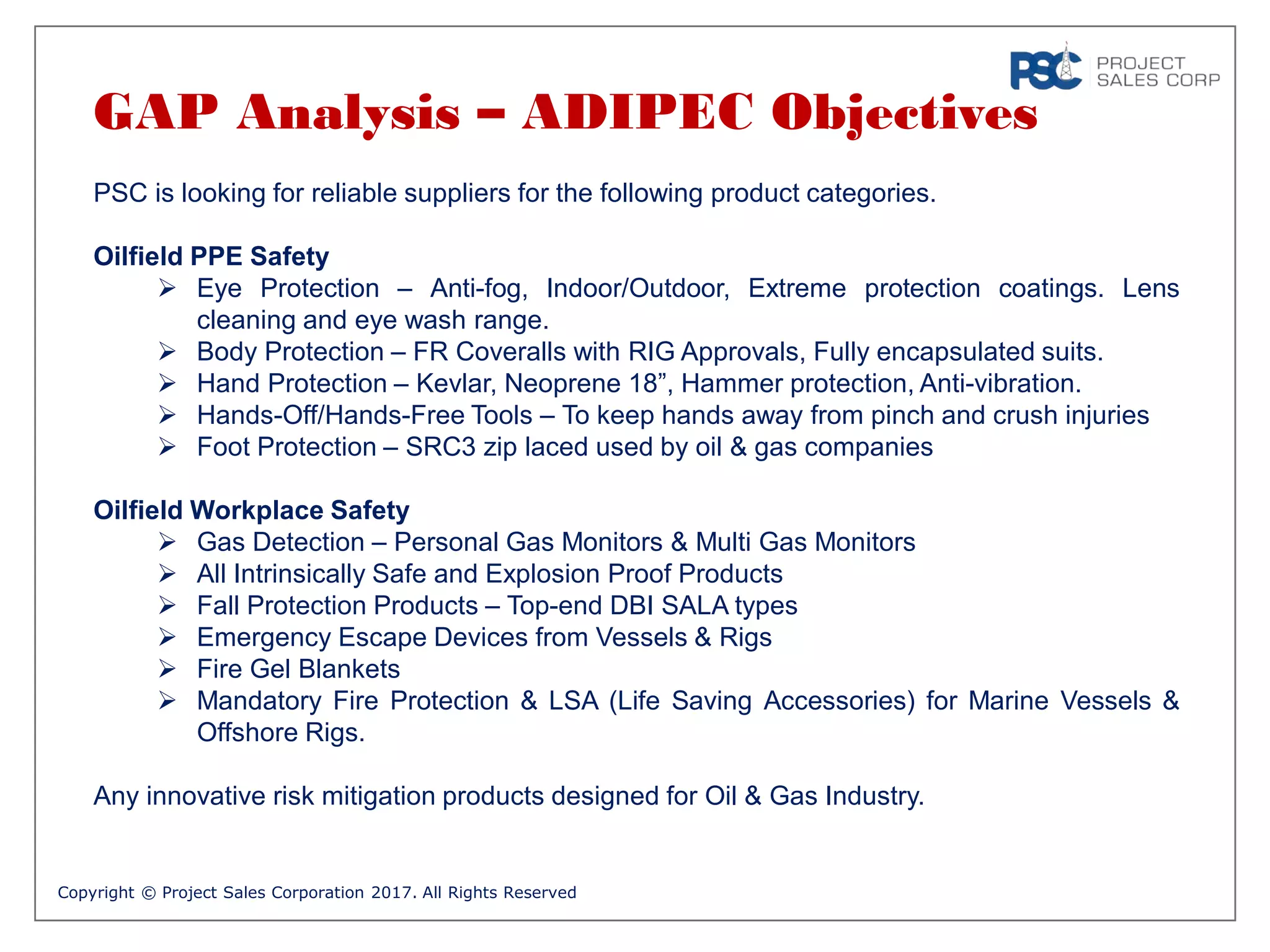 PSC Corporate Profile and ADIPEC Visit Objectives | PDF