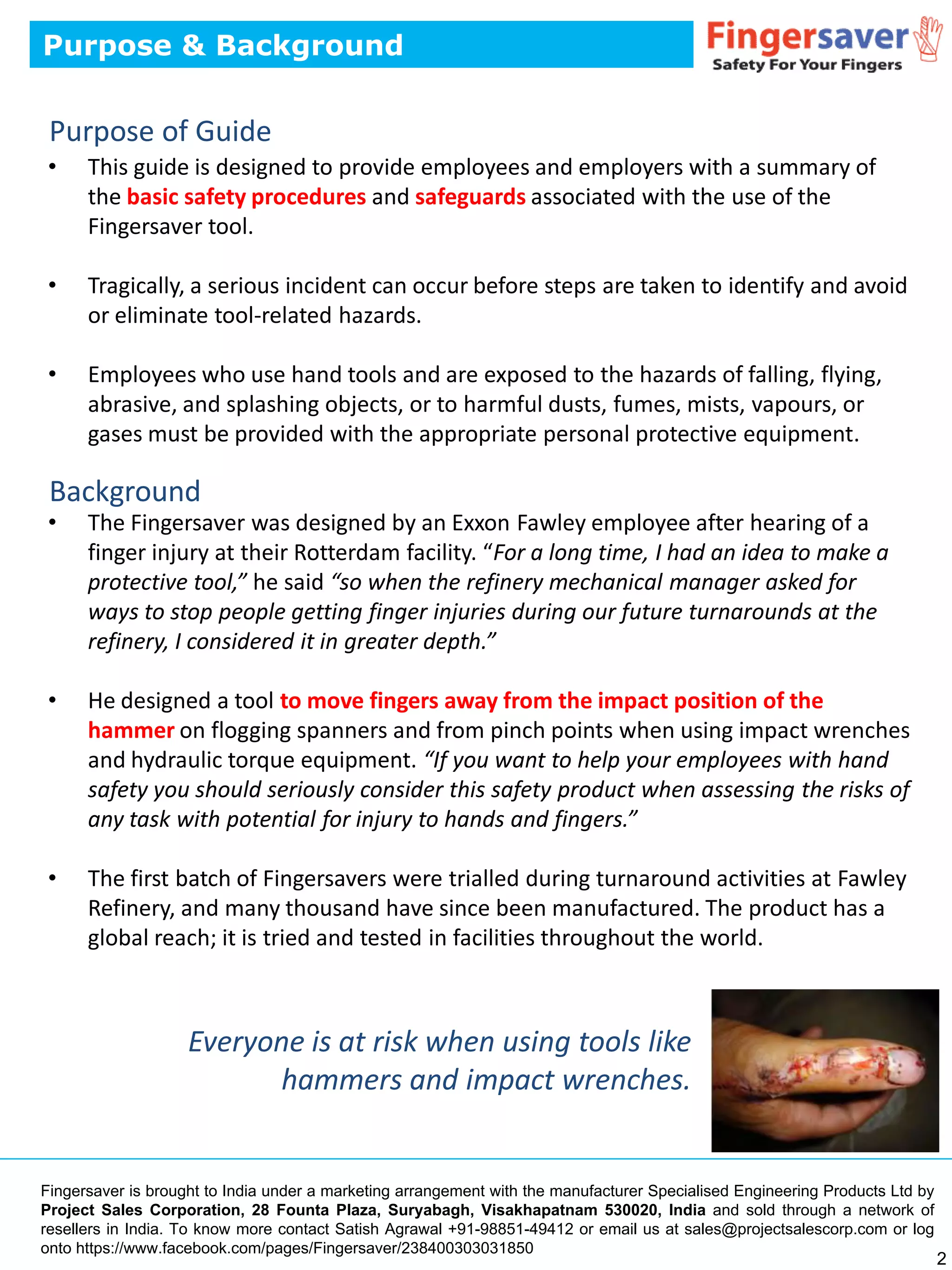 Psc fingersaver impact protection tool user manual | PDF