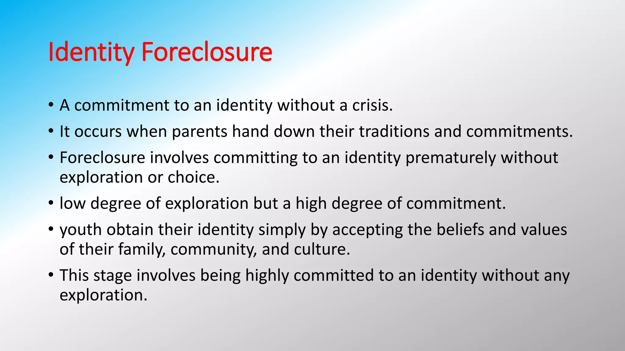 Pschology identity status by james marcia ppt | PPTX