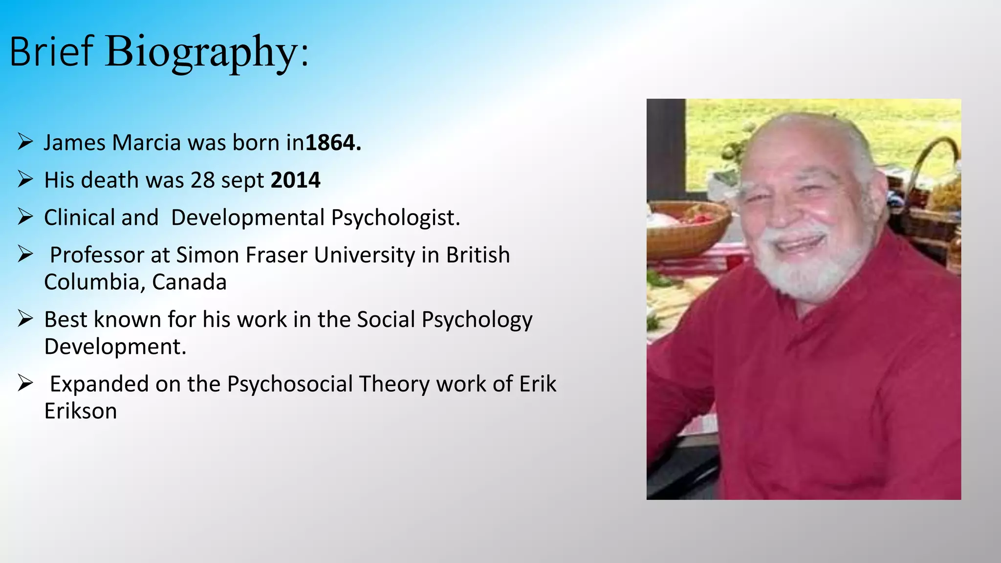Pschology identity status by james marcia ppt | PPTX