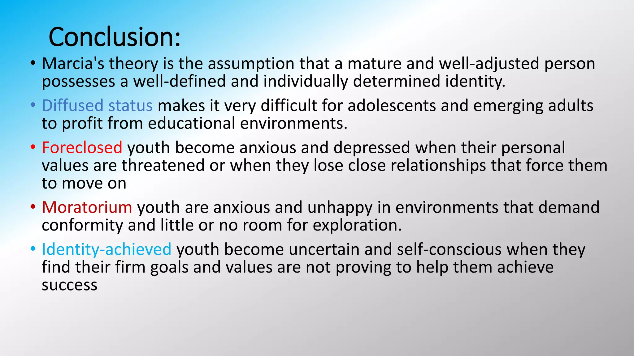 Pschology identity status by james marcia ppt | PPTX