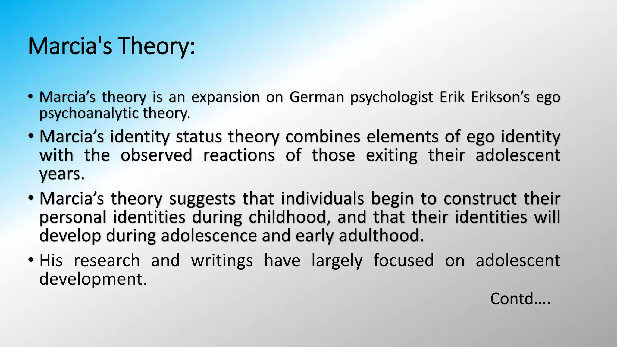 Pschology identity status by james marcia ppt | PPTX