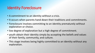 Pschology identity status by james marcia ppt | PPTX