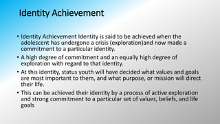 Pschology identity status by james marcia ppt | PPTX