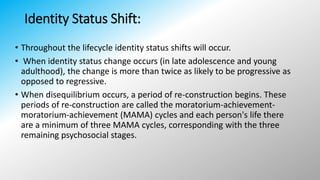 Pschology identity status by james marcia ppt | PPTX