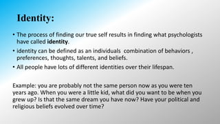 Pschology identity status by james marcia ppt | PPTX