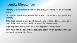 Pschology identity status by james marcia ppt | PPTX