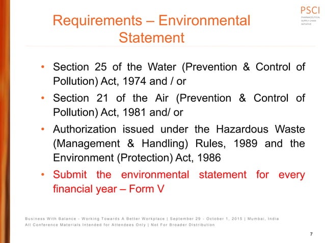 PSCI 1 Presentation environmental and safety regulatory overview by ...