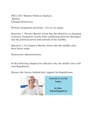 PSCI 2261 Modern Political Analysis Bartles Unequal Democracy.docx