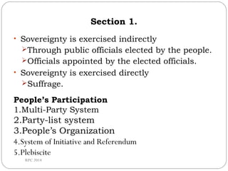 PSCN Lecture 3: Constitution Article 1 and 2 ( Section 1-6) | PPT