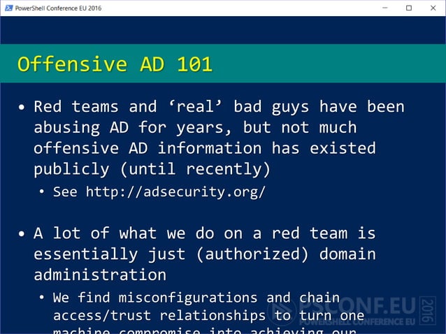 PSConfEU - Offensive Active Directory (With PowerShell!) | PPTX