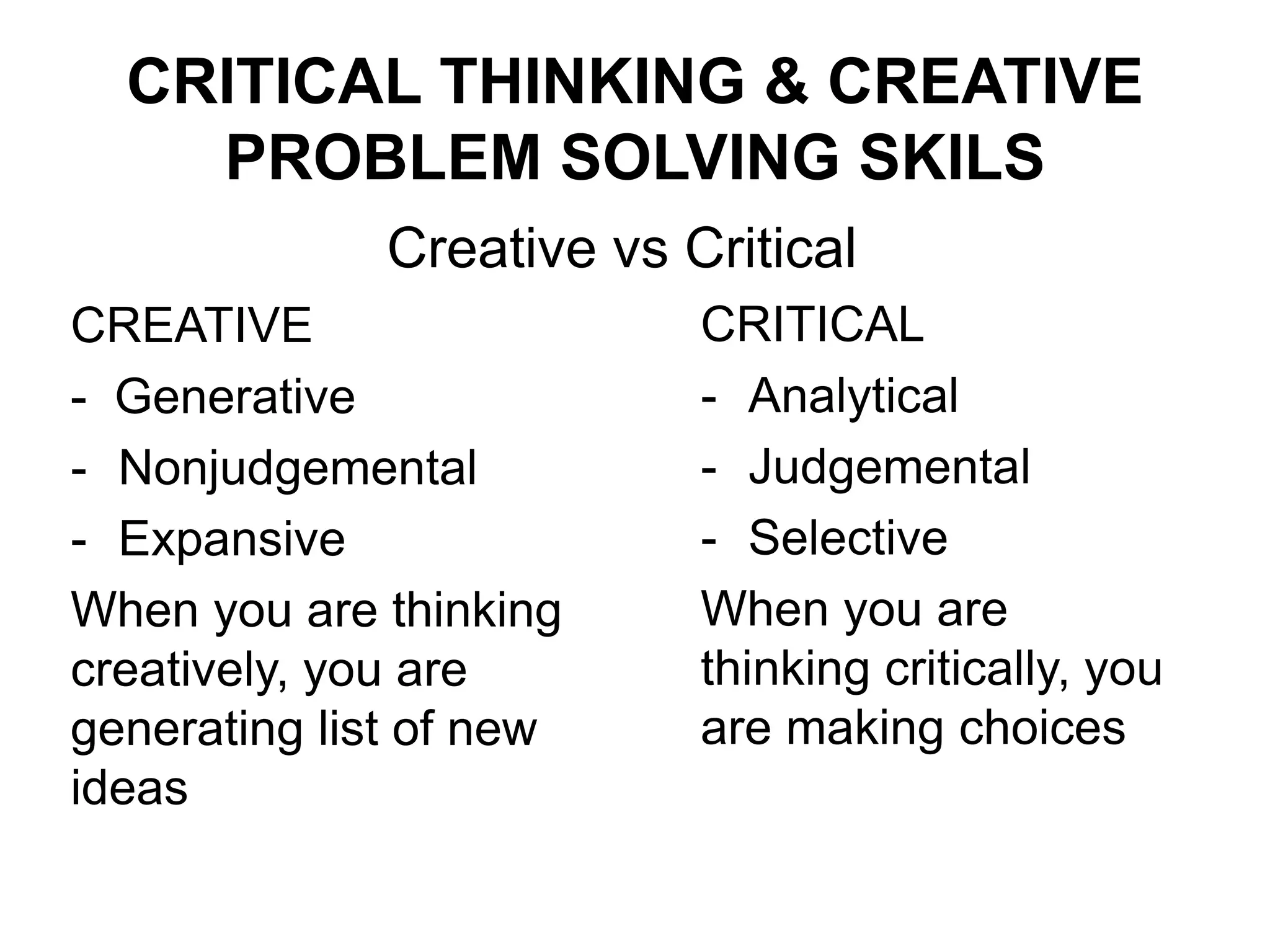 Problem Solving & Critical Thinking Skills | PPTX