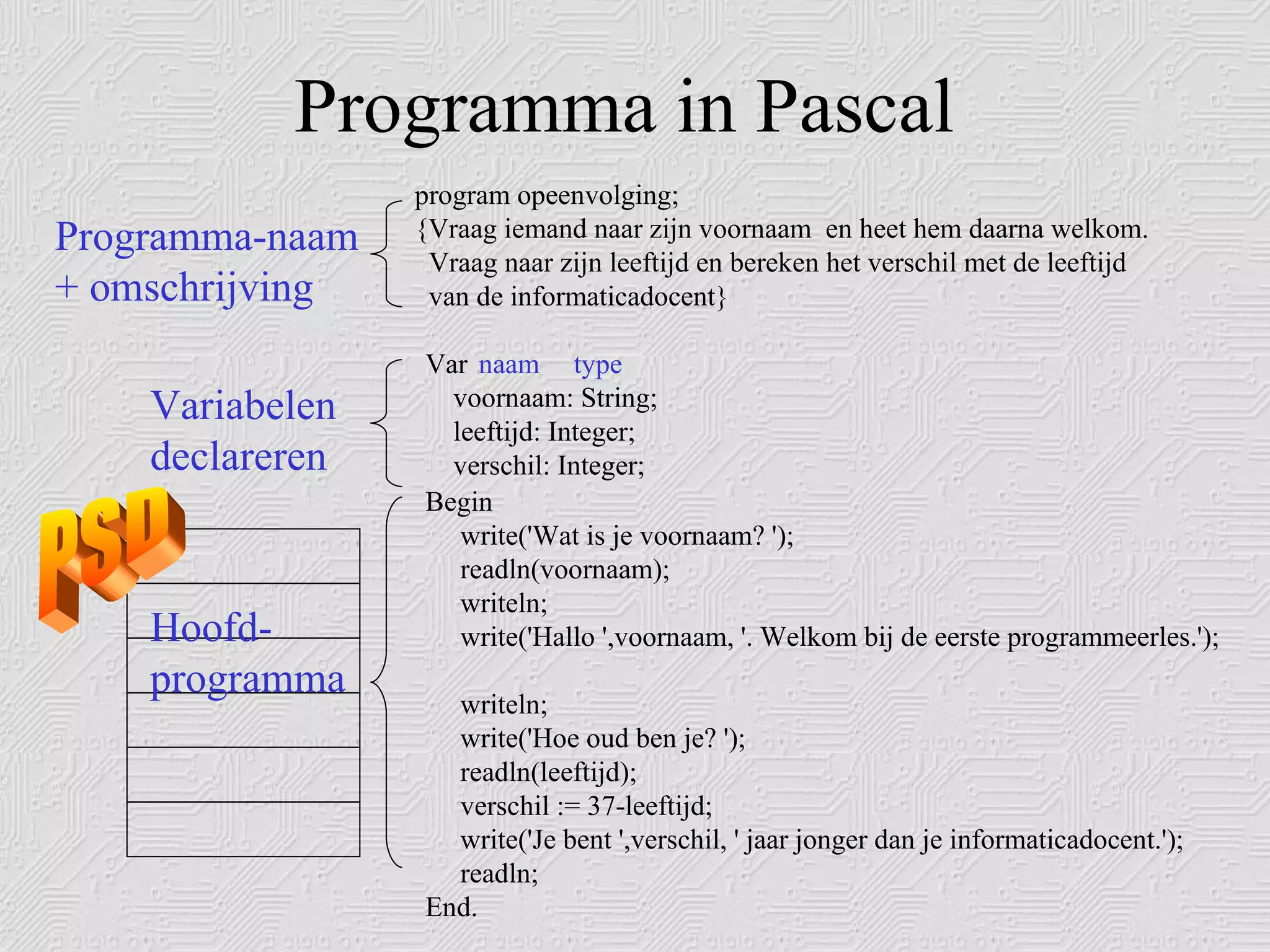Psd - Programma Structuur Diagram | PPT