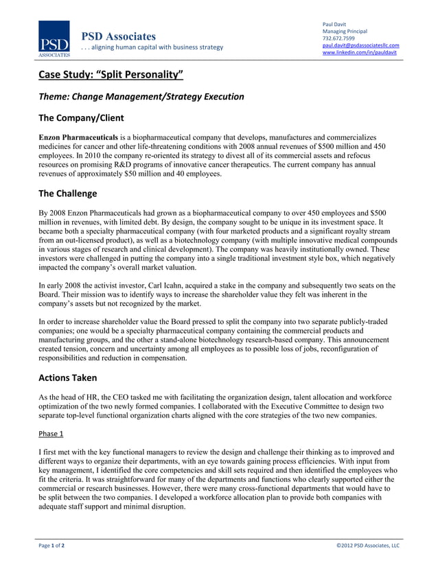 PSD Associates Case Study - "Split Personality" | PDF