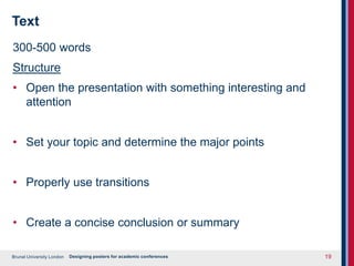 Presentation Skills: designing posters for academic conferences | PPTX
