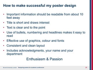 Presentation skills designing posters for academic conferences | PPT