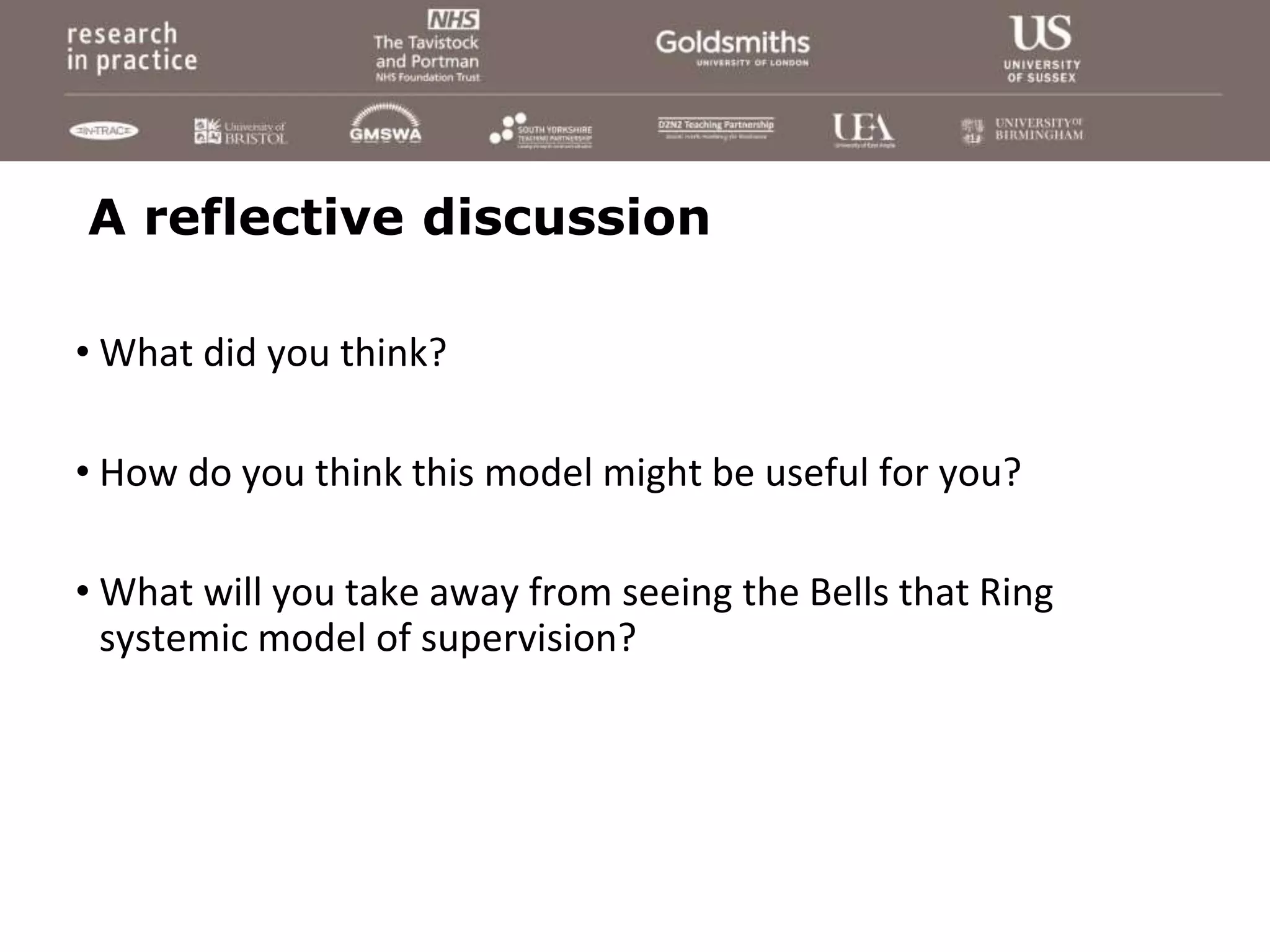 Using the Bells that Ring- systemic model of supervision on the ...